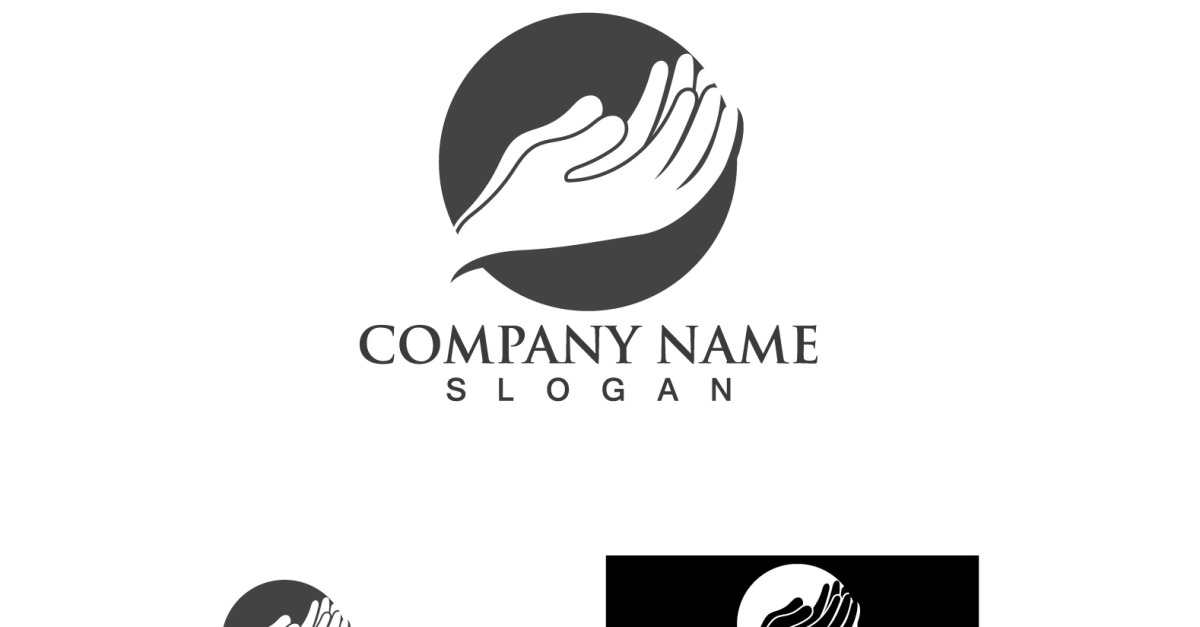 Logo di speranza della mano e vettore di cura del simbolo V10