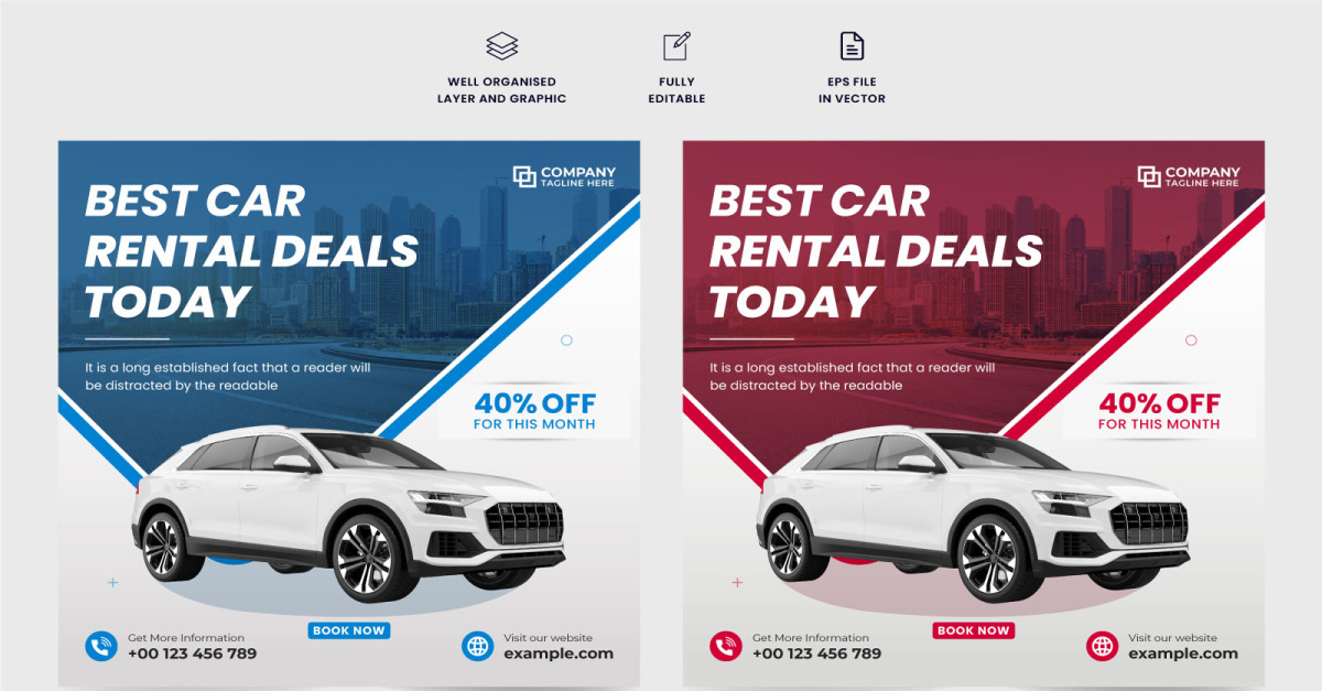 Car rental advertisement web banner #278656 - TemplateMonster