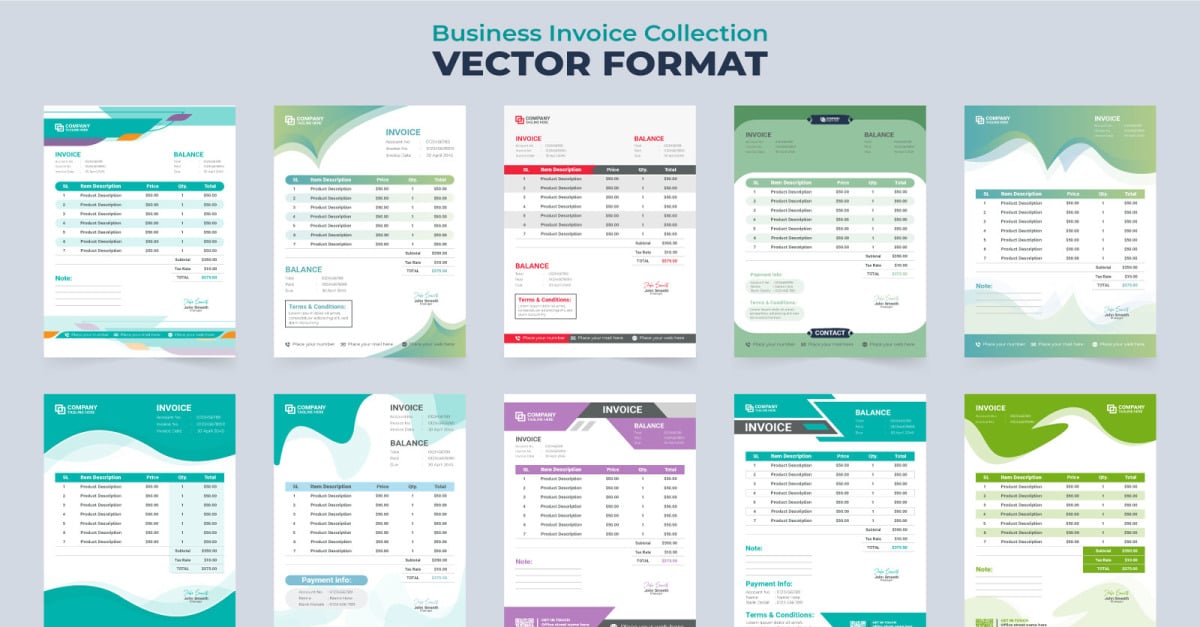 Business invoice template collection - TemplateMonster