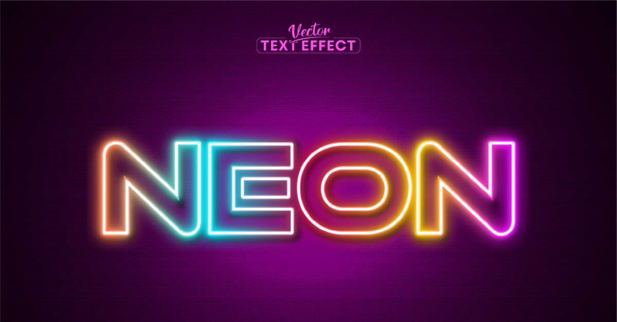 Neon - Editable Text Effect, Colorful Neon Light Text Style, Graphics ...