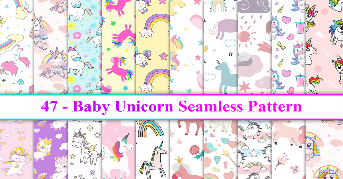 Baby Unicorn Seamless Pattern, Unicorn Seamless Pattern, Unicorn Background