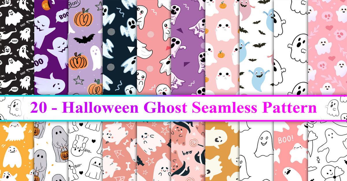 Halloween Ghost Seamless Pattern, Ghost Seamless Pattern, Halloween ...