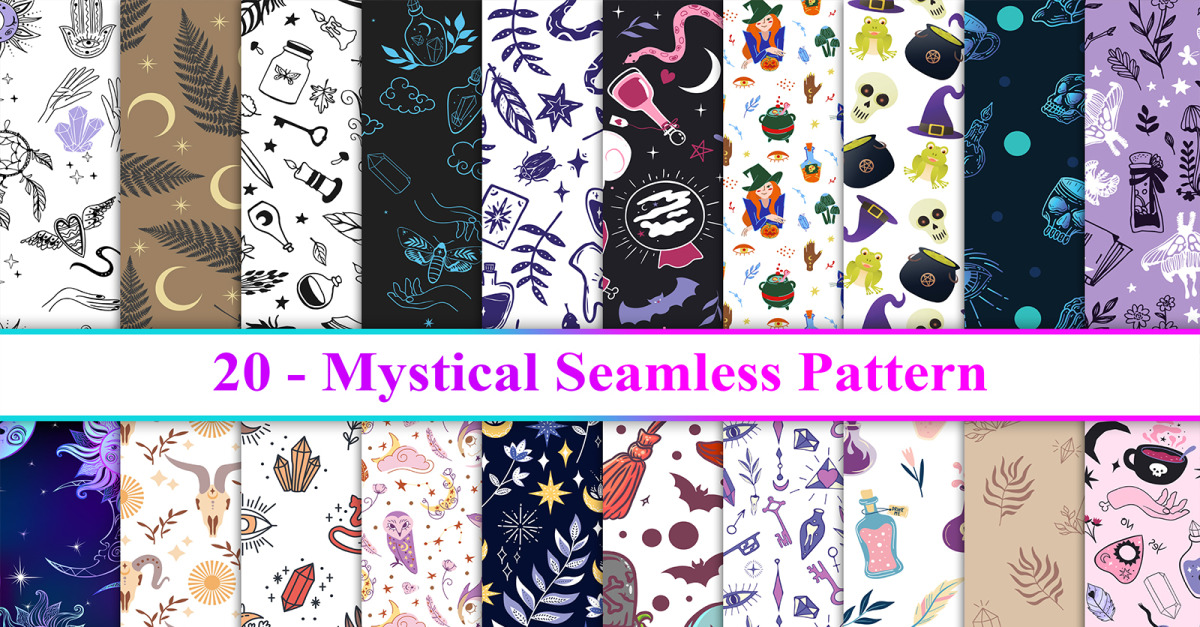 Mystical Seamless Pattern, Magical Seamless Pattern, Mystical Background
