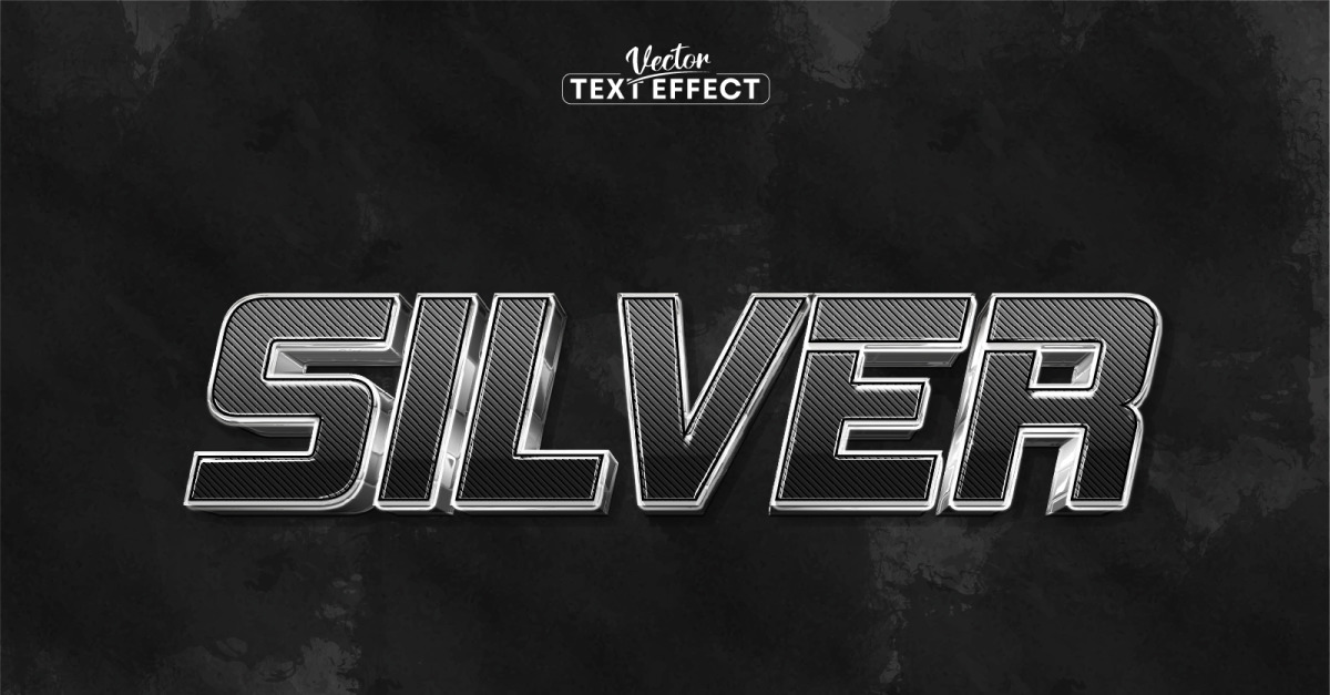 Silver - Editable Text Effect, Calligraphy Shiny Metallic Silver Text ...