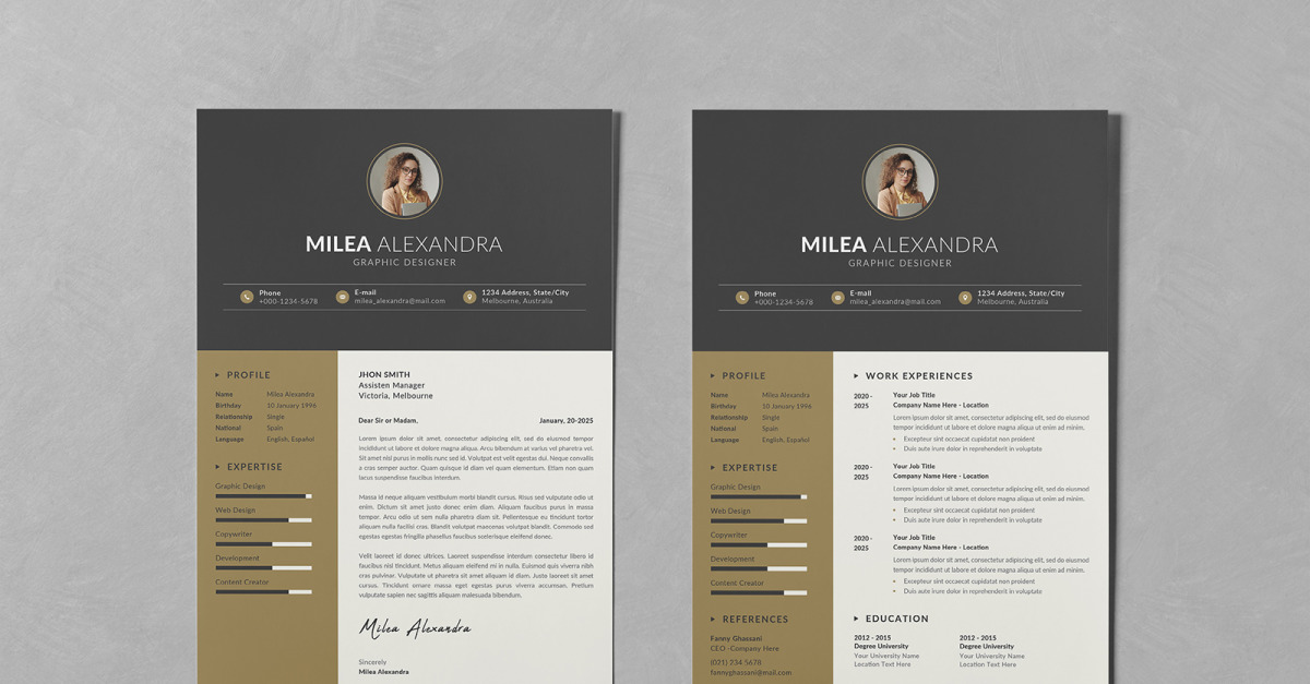 Clean Minimalist Design Resume/CV PSD Templates