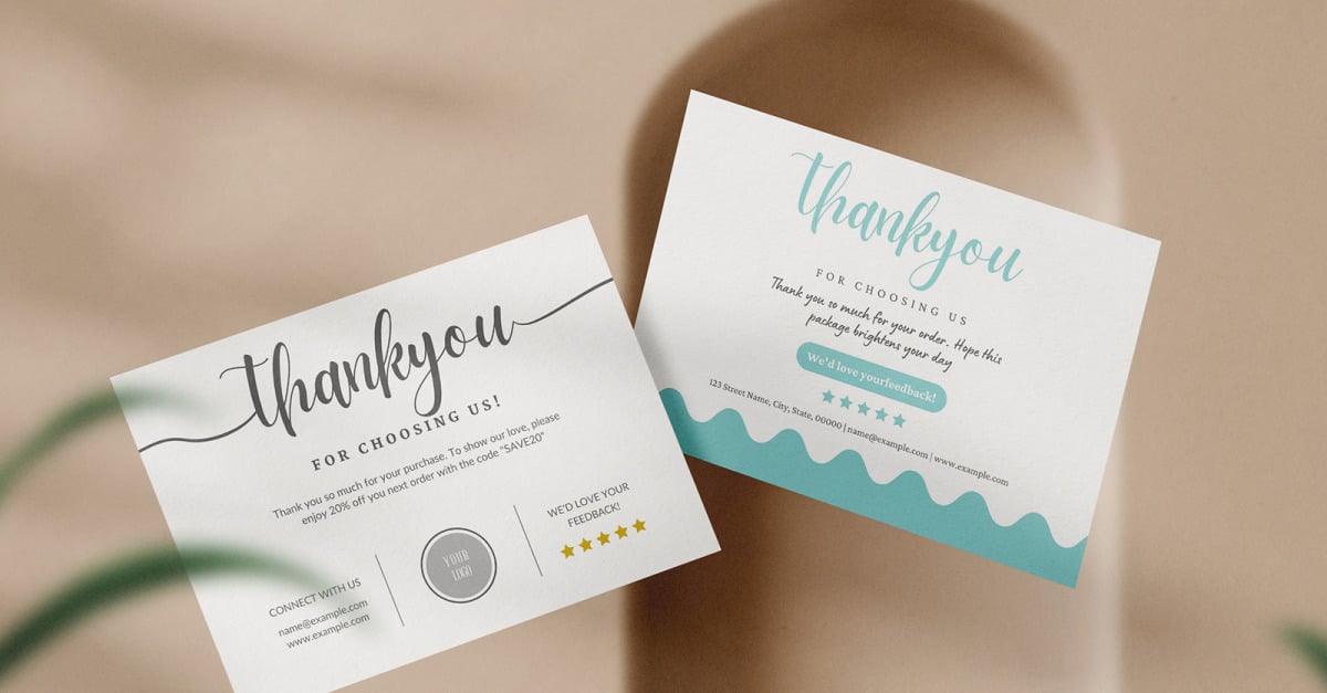 Tarjetas De Agradecimiento Comerciales Plantilla De Tarjeta De