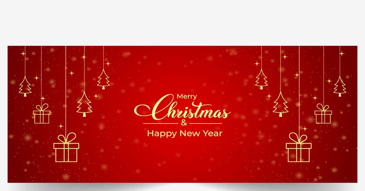 Christmas Banner on a Red Background - TemplateMonster