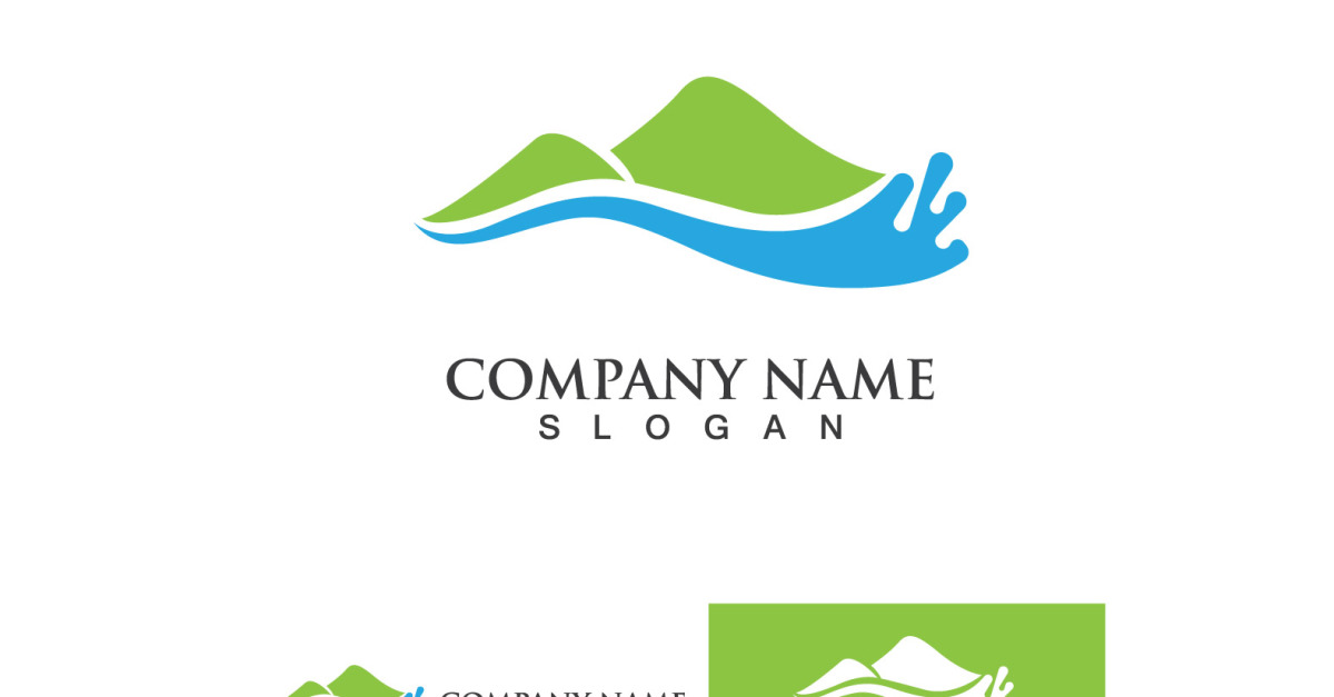 Landscape Mountain Green And Wave Logo Vector V1