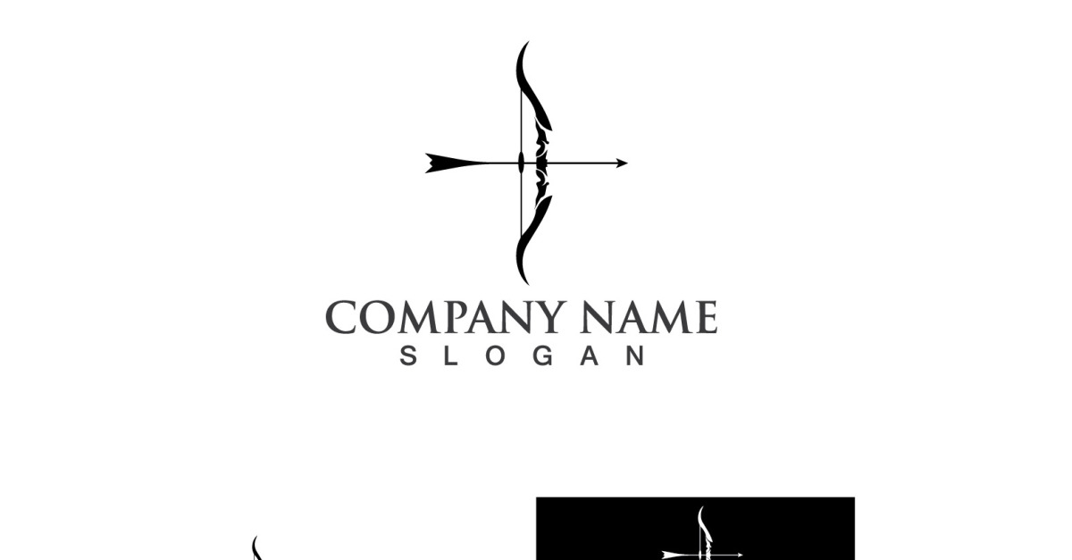 Modelo de design vetorial de logotipo e símbolo de arqueiro 1