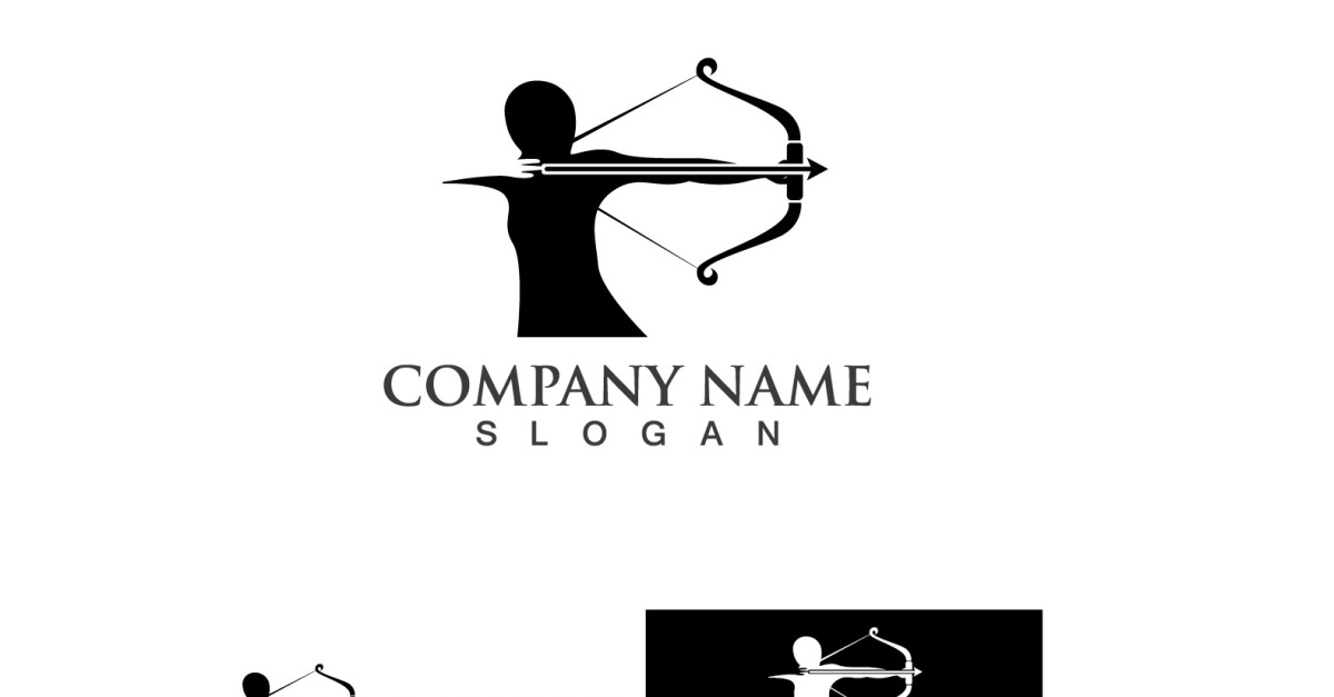 Modelo de design vetorial de logotipo e símbolo de arqueiro 3