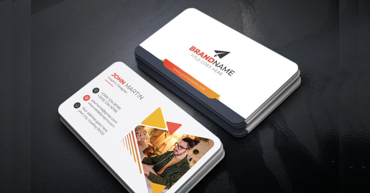 Colorful Stylish Business Card Template Layout with Creative Shapes and ...