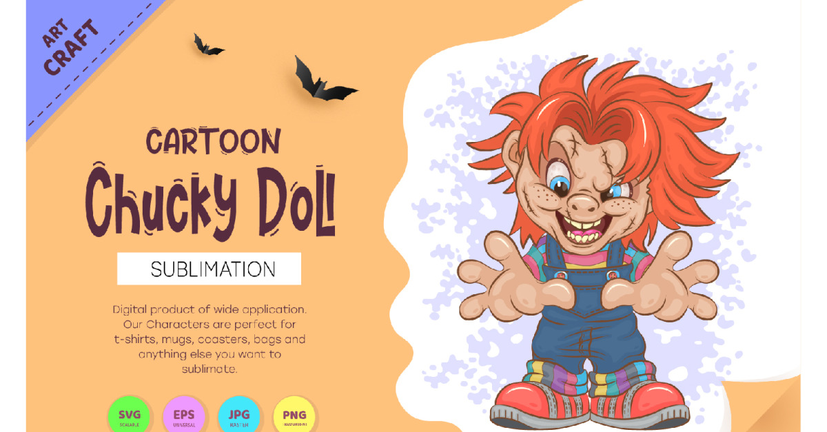 Halloweenský maskot Chucky Doll. Tričko. - TemplateMonster