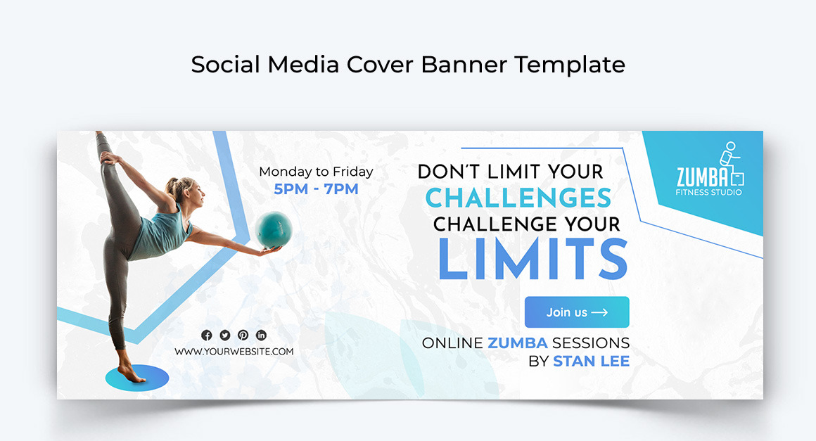 Zumba Dance Facebook Cover Banner Design-10 - TemplateMonster