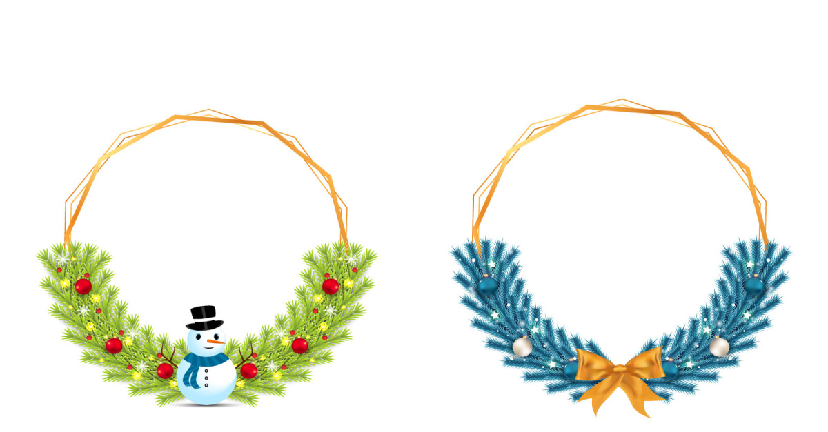 Christmas Frame with a Snowman, Ribbon - TemplateMonster