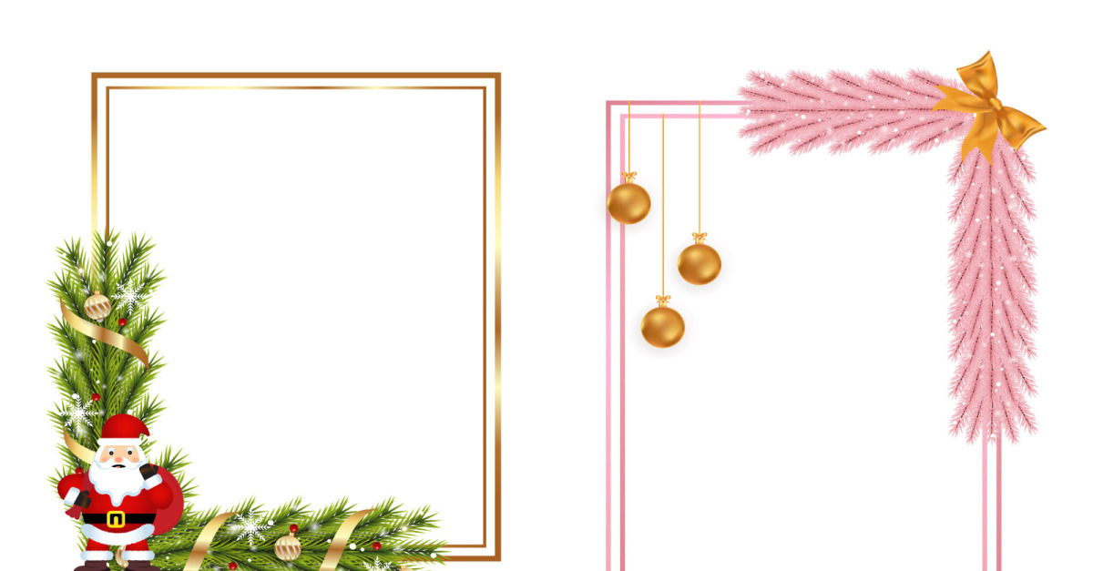 Cornice di Natale con Babbo Natale, foglie rosa