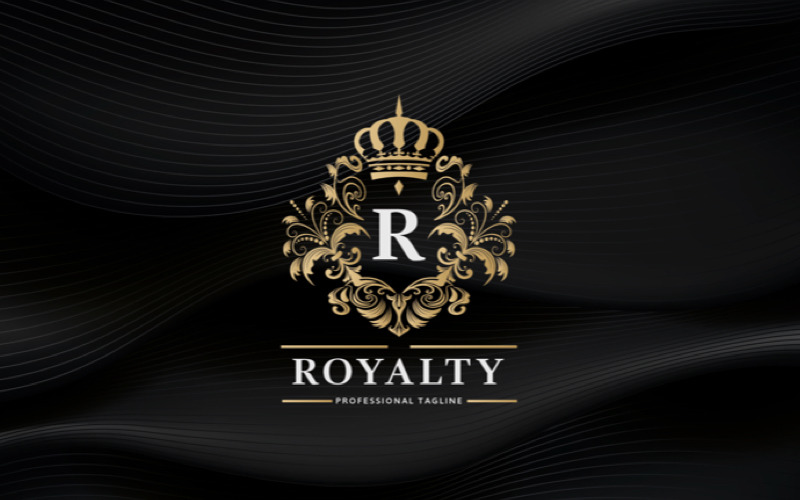 Logotipo de la letra R del rey de la realeza