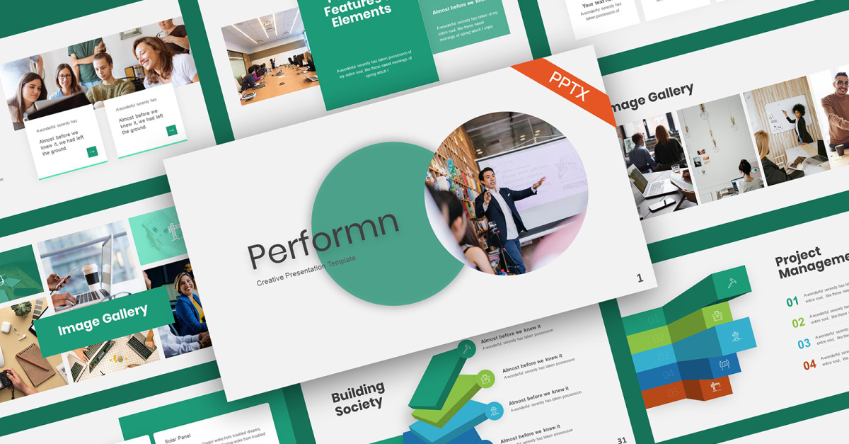 Plantilla de PowerPoint de inicio de negocios de Performn