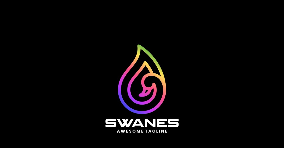 Swan Line Colorful Logo Style #281558 - TemplateMonster