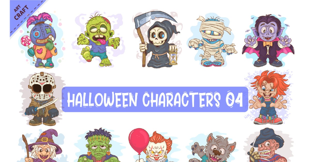 Bundle of Halloween Characters 04. Clipart. - TemplateMonster