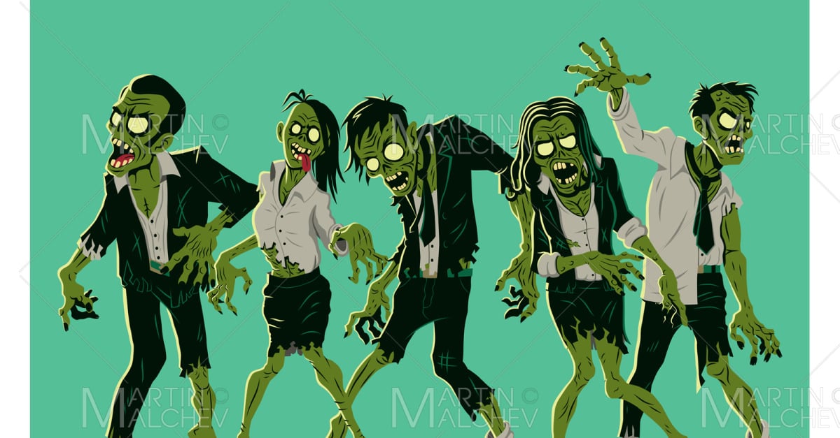 Zombie Company Concept Vector Illustration - TemplateMonster