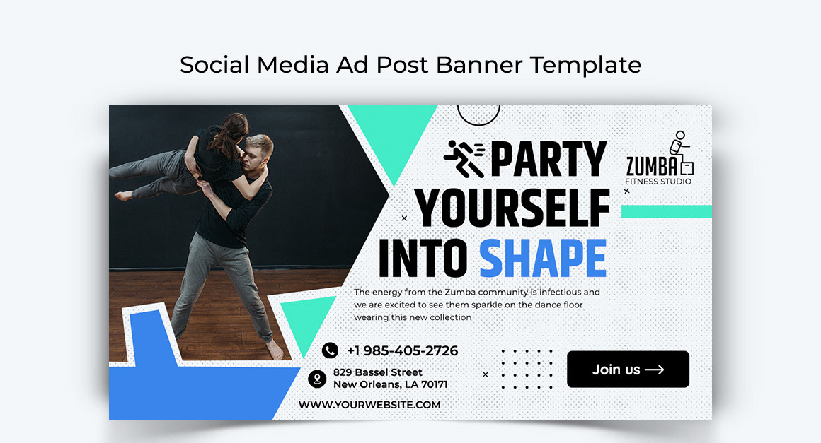 Zumba Dance Facebook Ad Banner Design Template-16