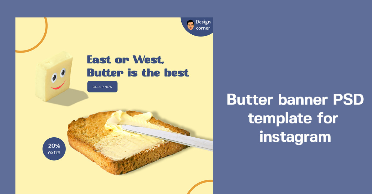 Butter Banner PSD Template Social Media - TemplateMonster