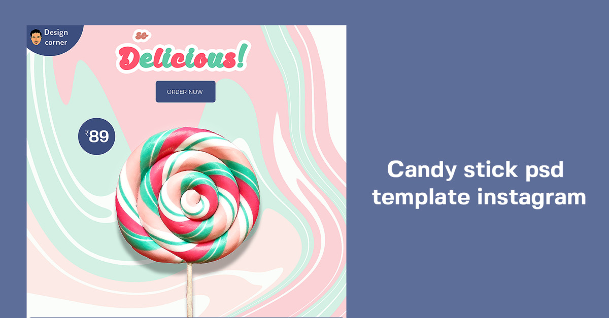 Candy Stick Banner PSD Template Social Media