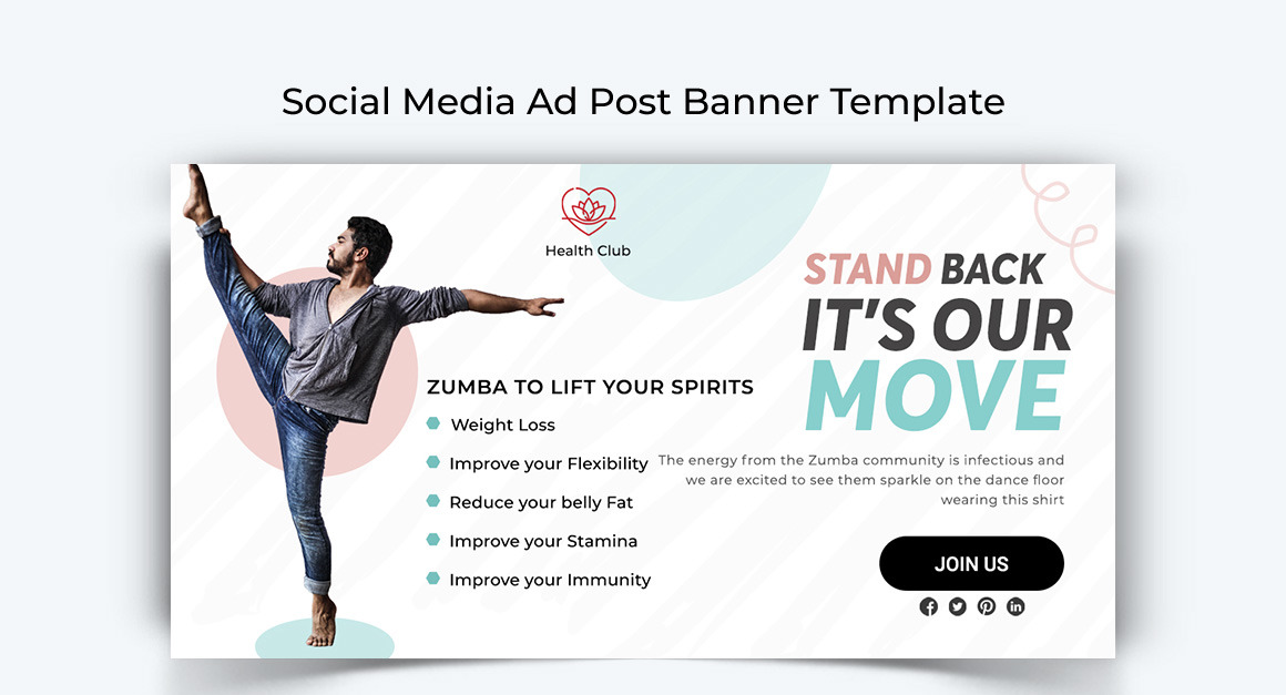 Zumba Dance Facebook Ad Banner Design-008 - TemplateMonster