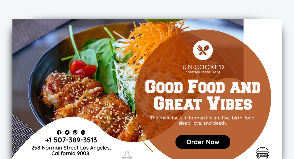 Restaurant and Food YouTube Thumbnail Design Template-21