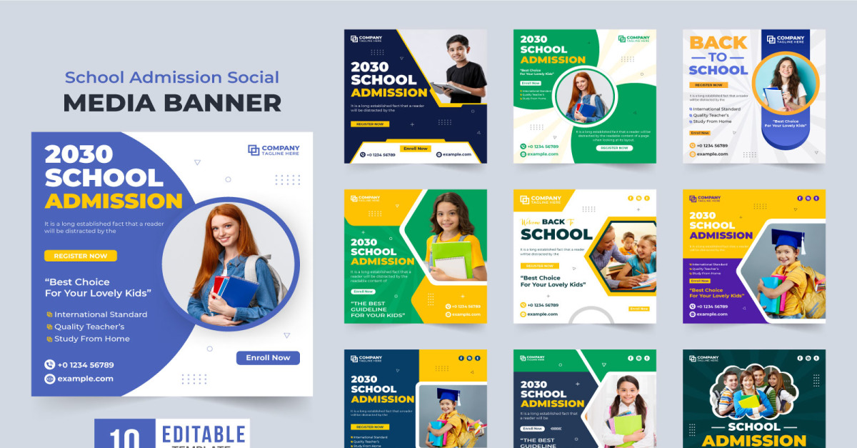 School registration advertisement vector - TemplateMonster