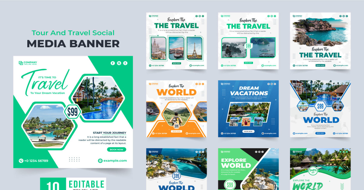 Tour and Travel template bundle vector - TemplateMonster