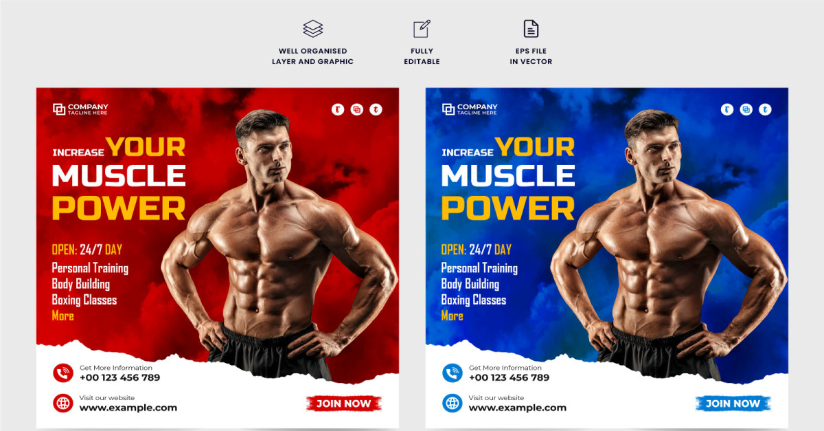 Fitness gym promotional template vector - TemplateMonster