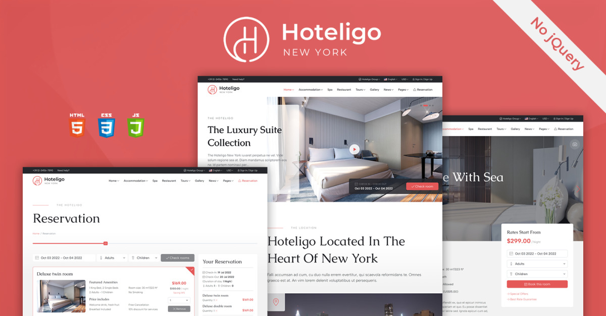 Hoteligo - Luxury Hotel Bootstrap Template - TemplateMonster