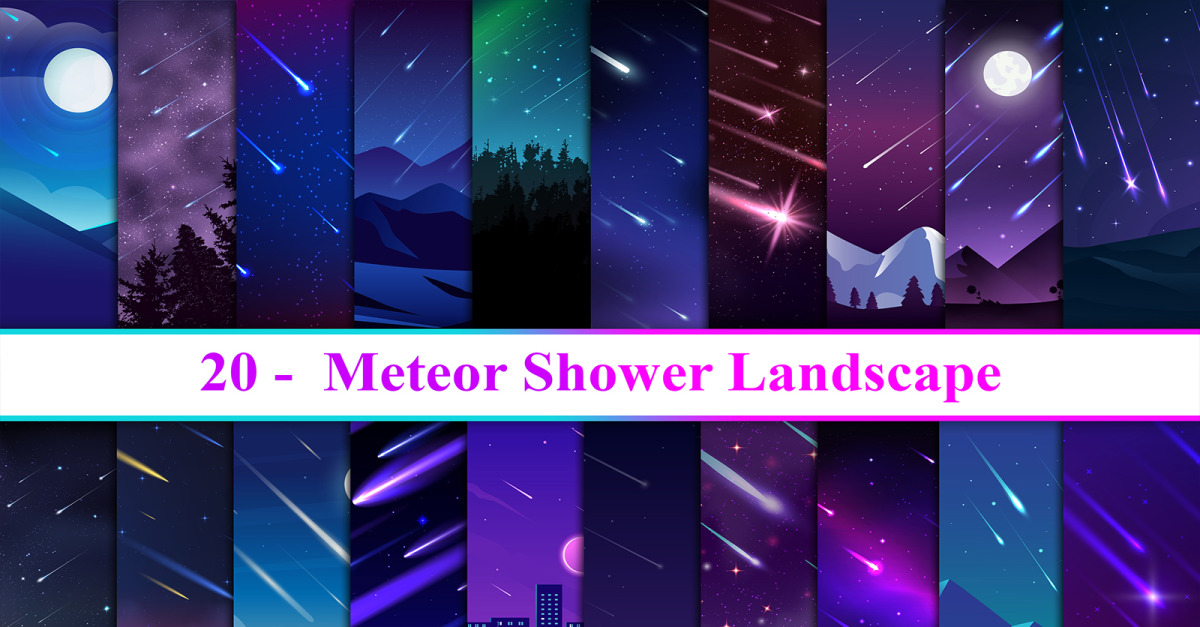 Meteor Shower Landscape, Night Sky Landscape, Nature Landscape