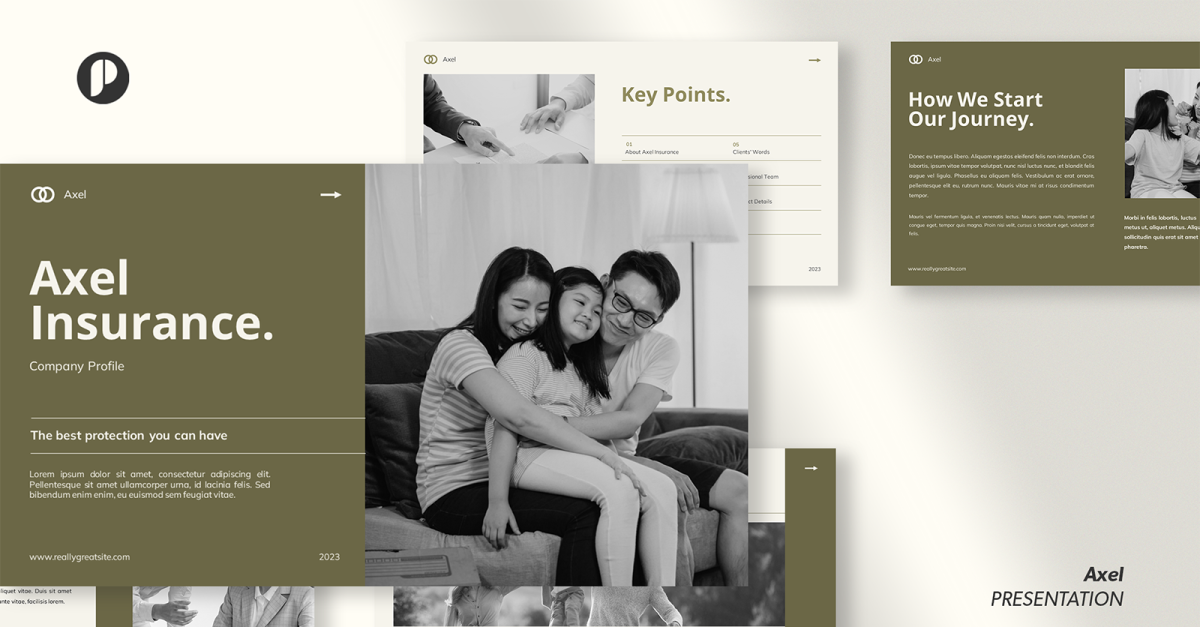 Axel - modèle de présentation de profil d'entreprise professionnel vert olive foncé