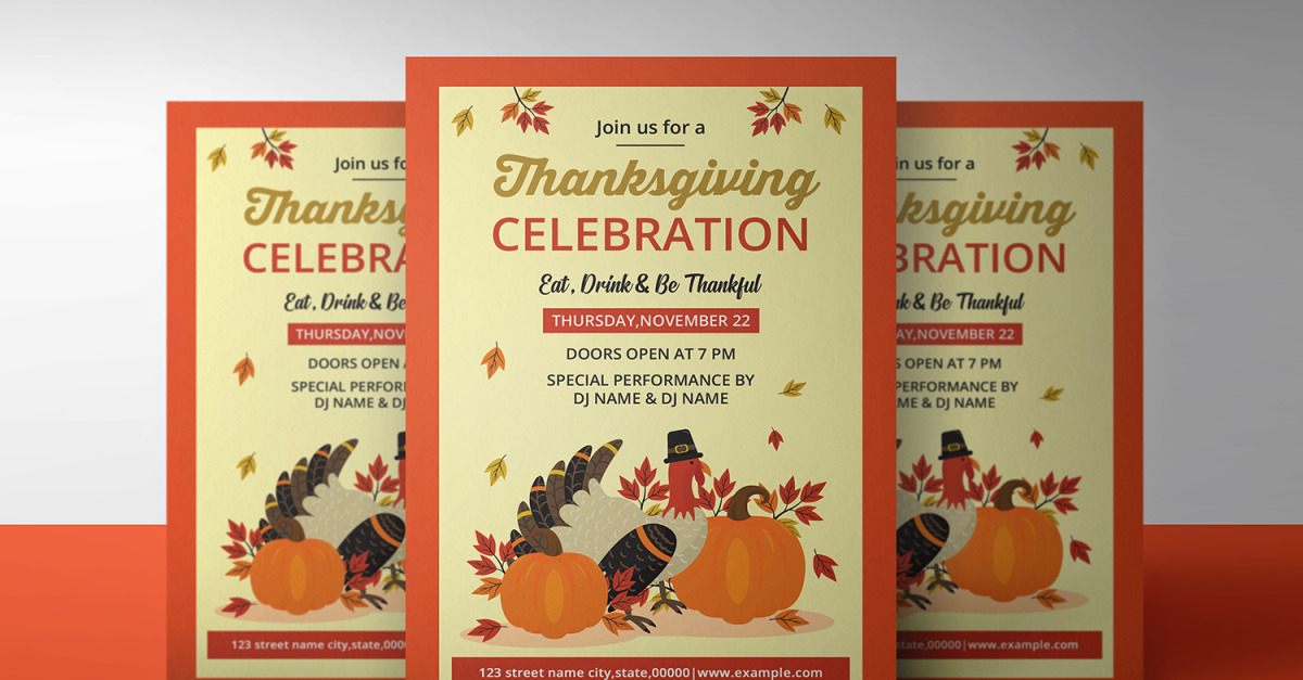 Thanksgiving Party Invitation Flyer template