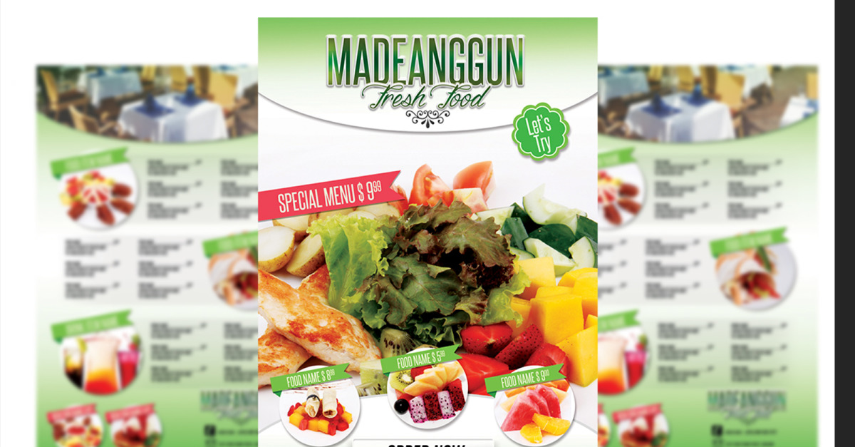 Fresh Food Restaurant Flyer Menu #285097 - TemplateMonster