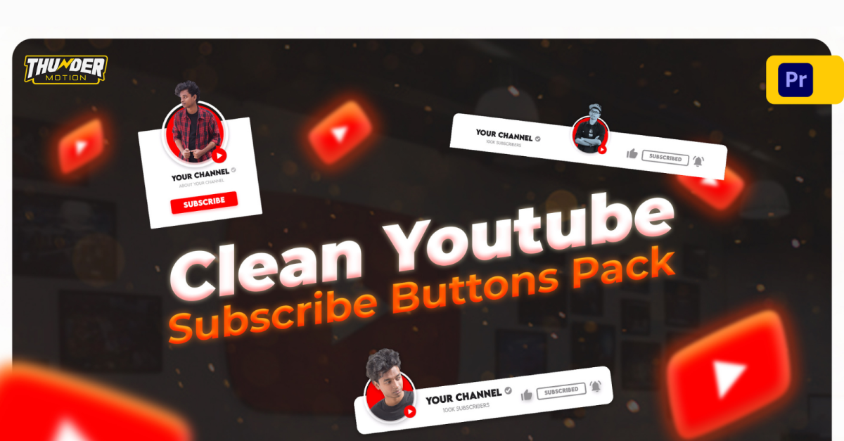 Temiz YouTube Abone Ol Düğme Paketi - Hareketli Grafik Şablonları