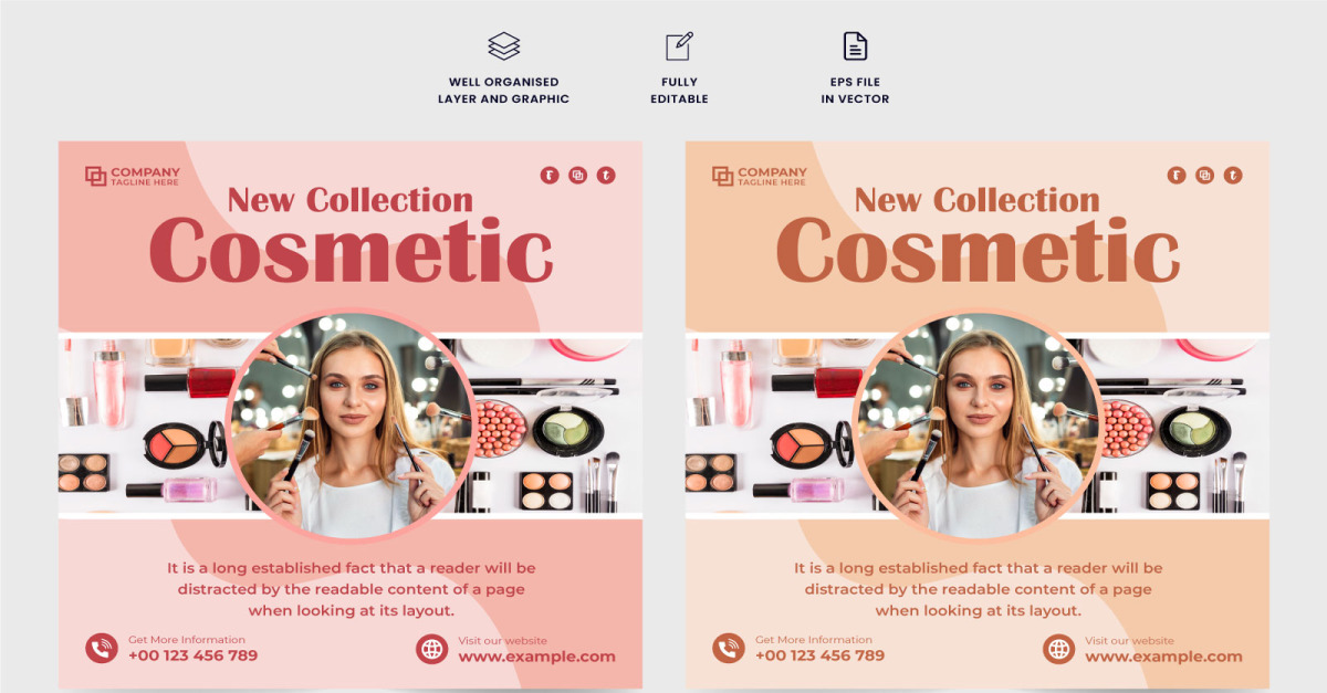 Cosmetic sale social media post vector - TemplateMonster