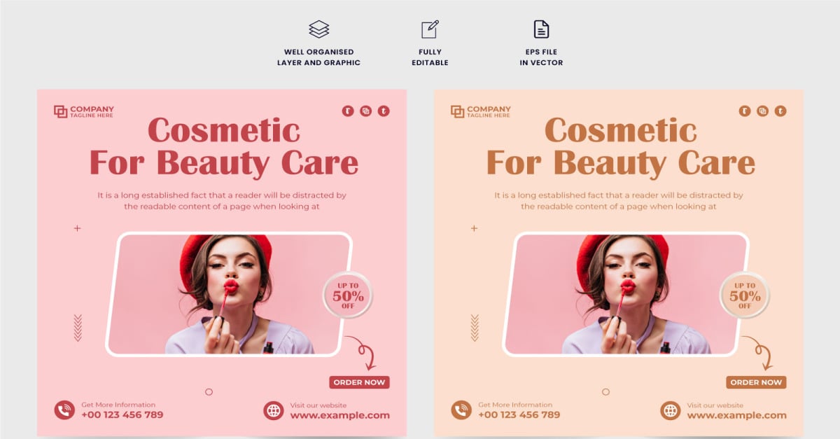 Cosmetic social media post template #285576 - TemplateMonster