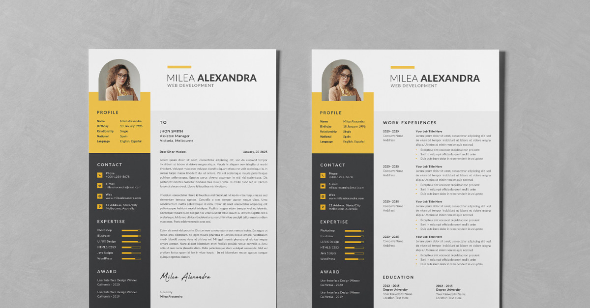 Creative Modern Resume/CV Design PSD Templates