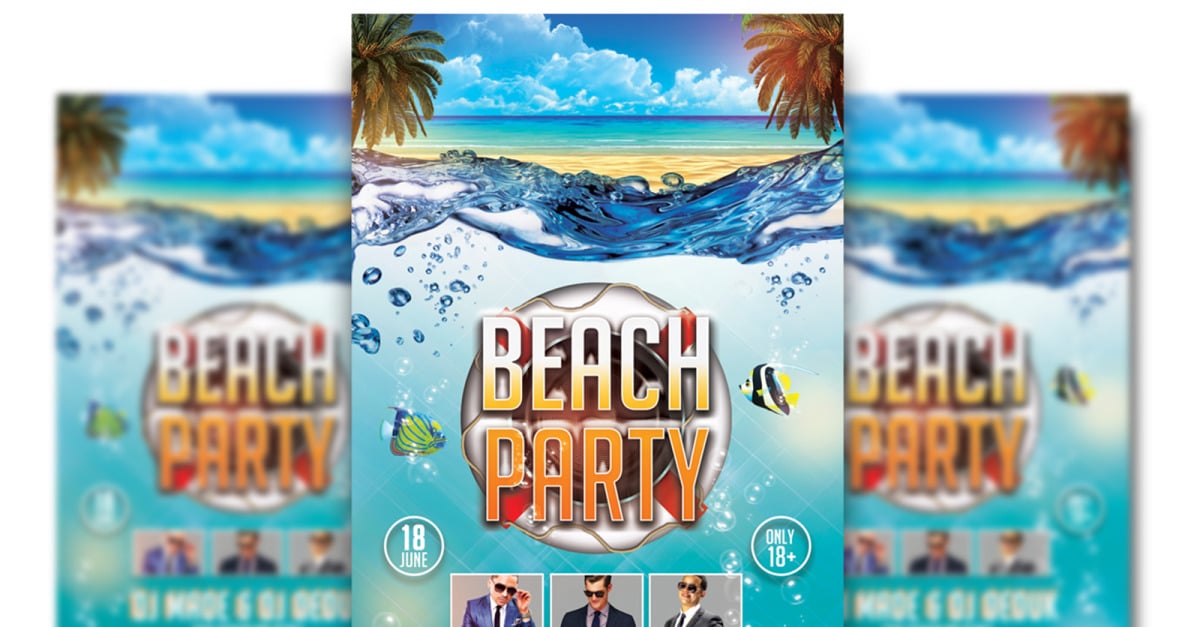 Beach Party Flyer Template #2 #285718 - TemplateMonster