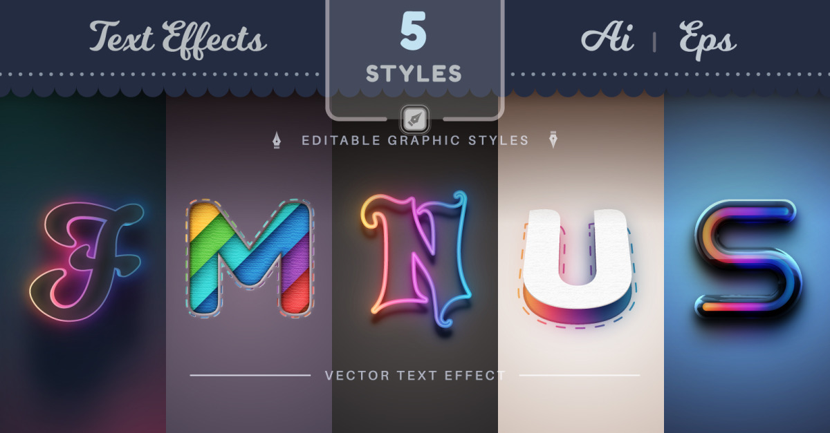 Set 5 Fantasy Editable Text Effects, Font Styles