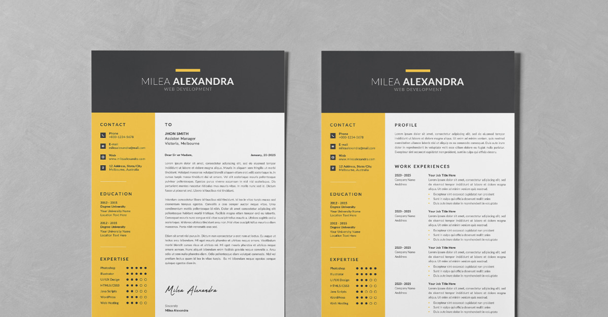 Minimalist Resume/CV Design PSD Template - TemplateMonster