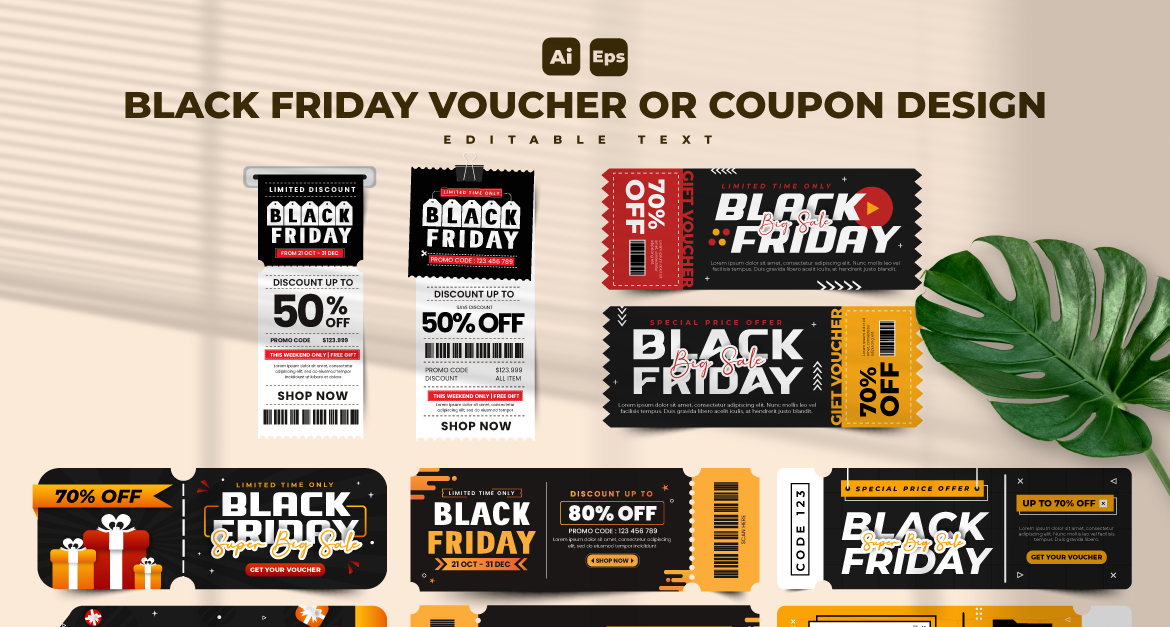 Black Friday Voucher Design Template V4 - TemplateMonster