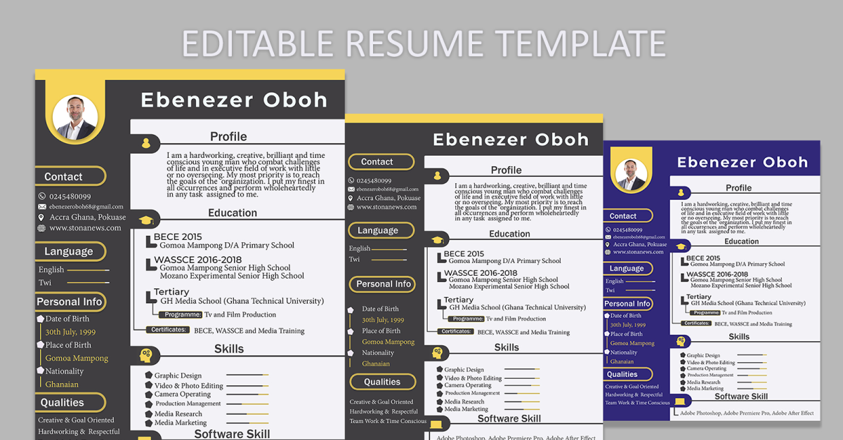 Ebenezer Oboh - Professional Editable Resume Template