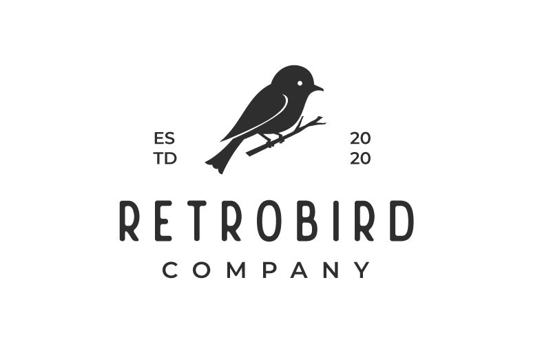 Retro Bird Silhouette Logo Design Vector Template