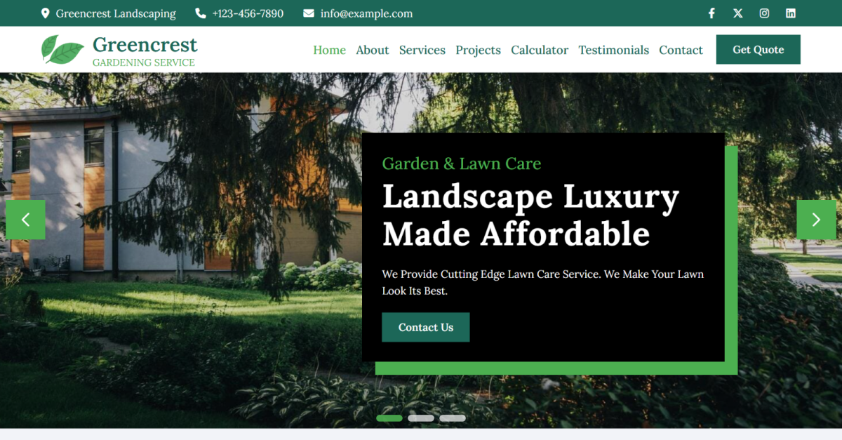 Greencrest - Gardening and Landscaping HTML5 Landing Page Template