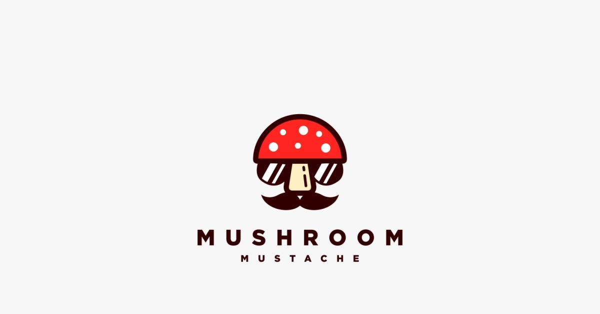 Mushroom Fungus Mustache Glasses Mascot Logo