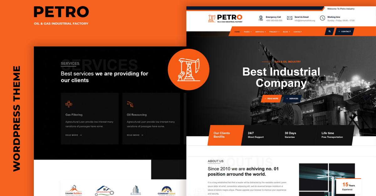 Petro - Thème WordPress Elementor industriel pour le gaz et le pétrole